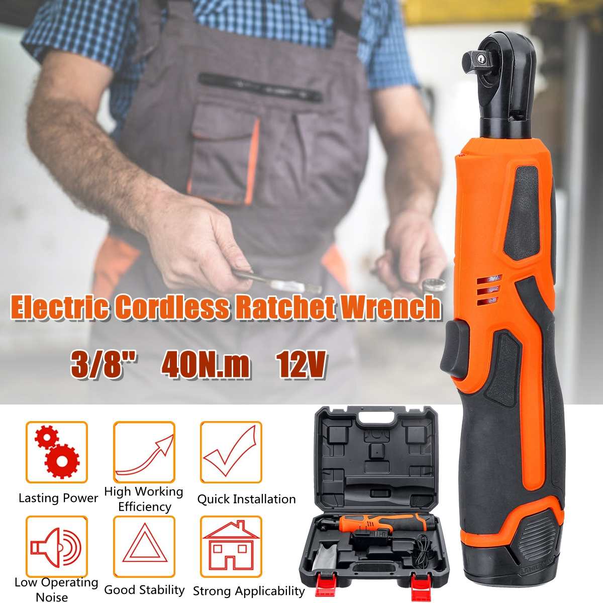 12V 90N.m Cordless Electric Wrench 3/8" Ratchet Re... – Grandado