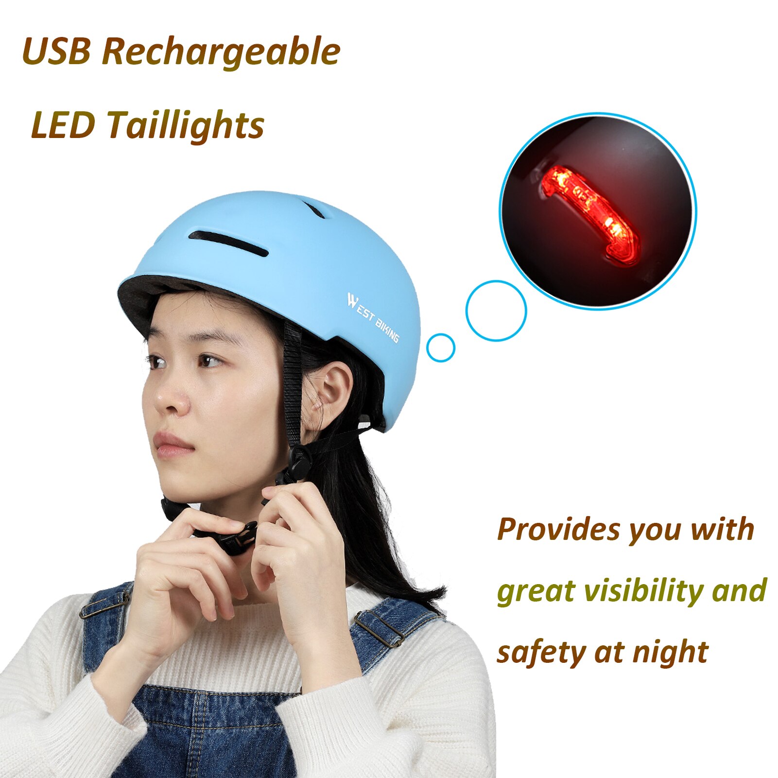 Einstellbar Fahrrad Helm mit Rücklicht In-mold Rad... – Vicedeal