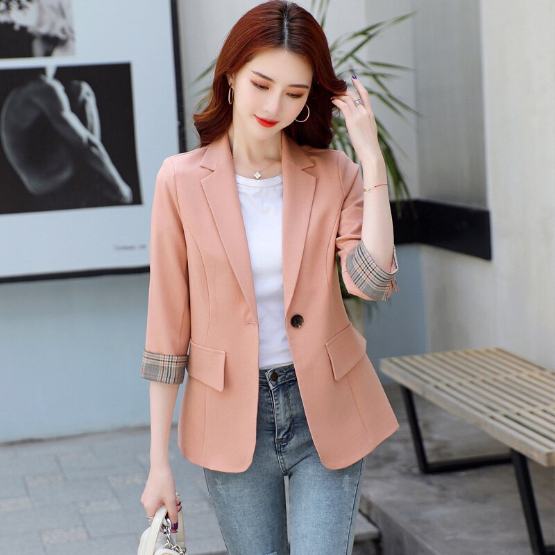Spring Summer Women Blazers 2022 3/4 Sleeve Single... – Grandado