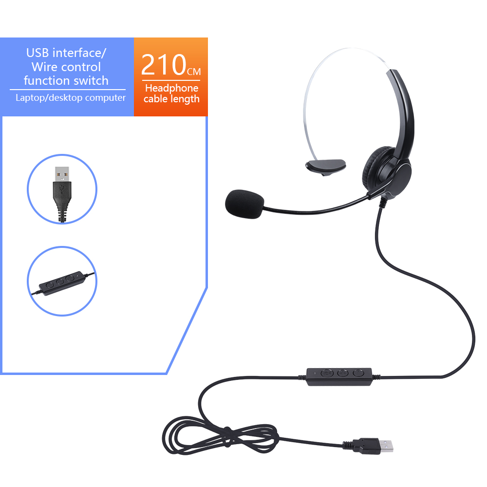 IAKEMIC Call Center Headset Wired Over-the-Head No... – Vicedeal