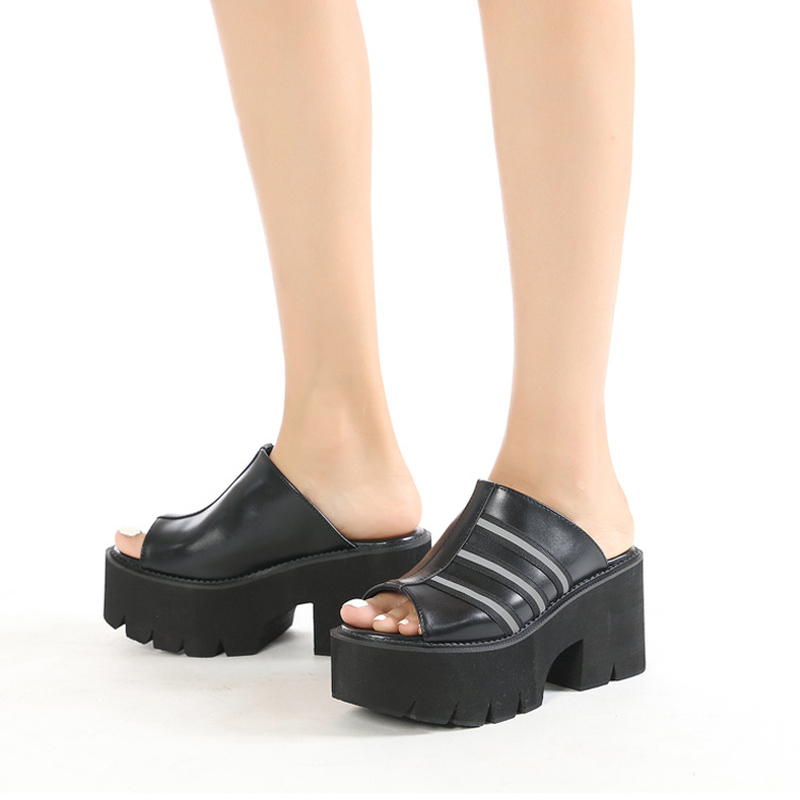 Punk Summer Women Sandals Cutout Open Toe Chunky H... – Grandado