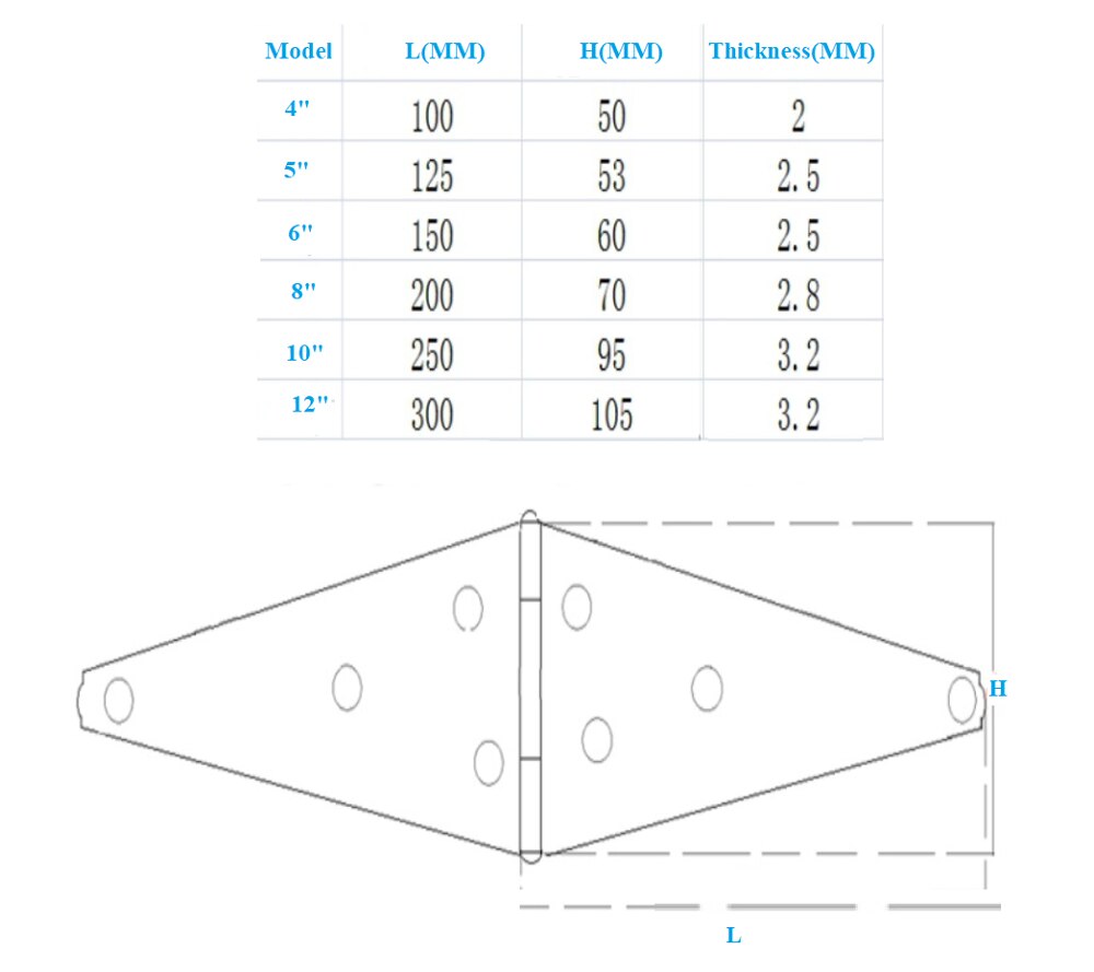2Pcs/Lot 4" 5" 6" 8" 10" 12" Steel Heavy Strap Hin... – Grandado