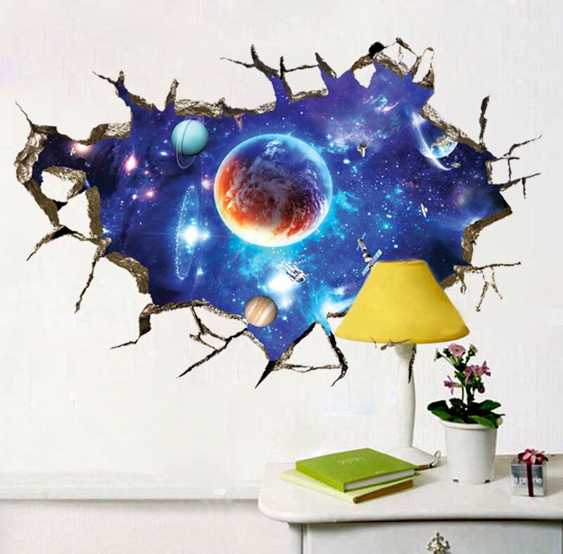 Galaxy Planet 3D Window Wall Sticker Removable Liv... – Grandado