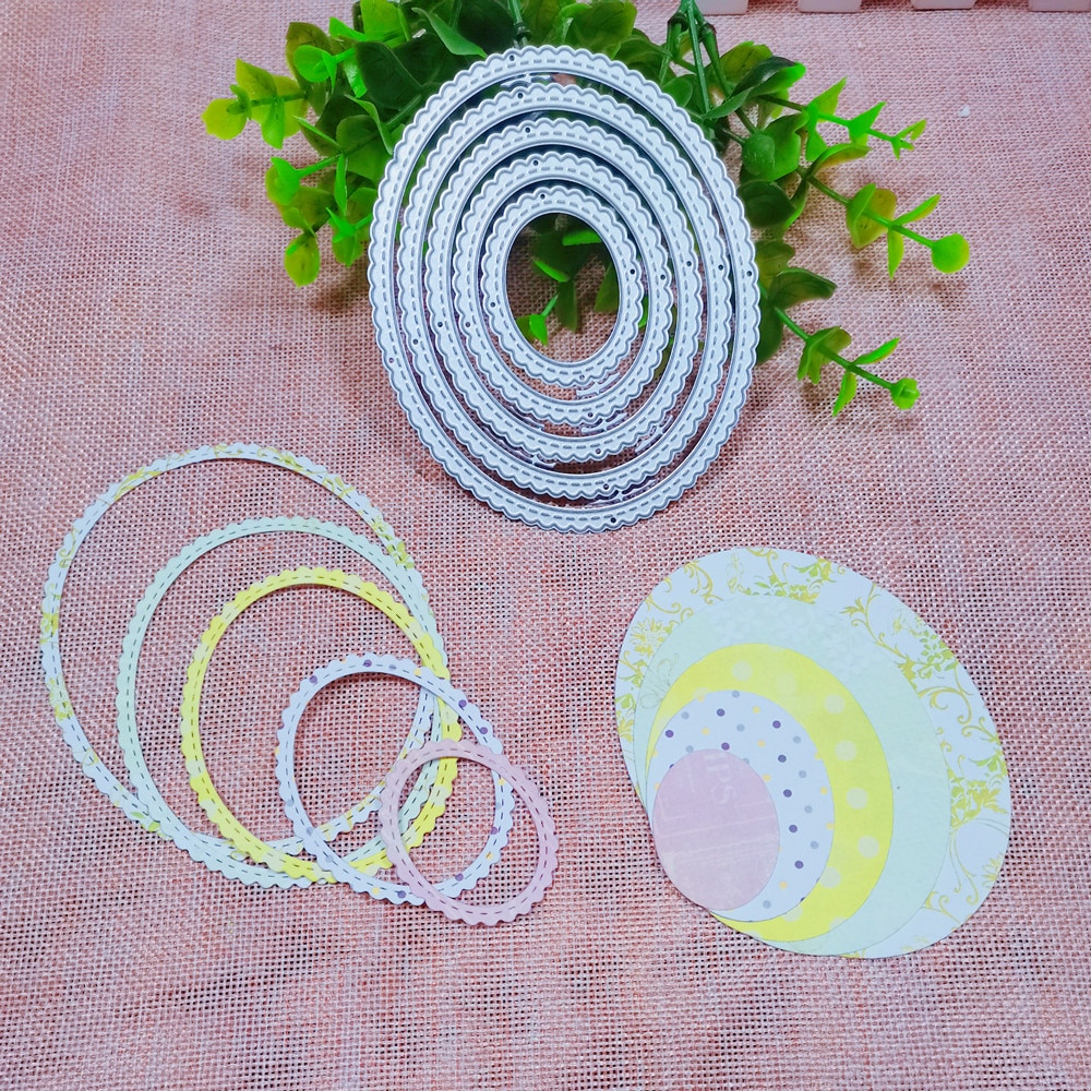 Scallop Oval Frame Metal Cutting Dies Stencil Temp... – Grandado