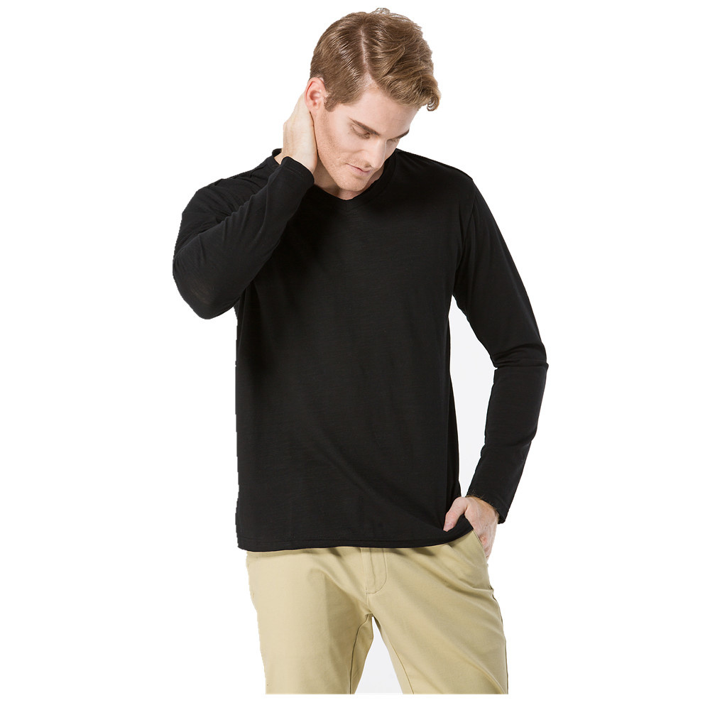 Undershirts Cotton Long Sleeve Underwear men Black... – Vicedeal