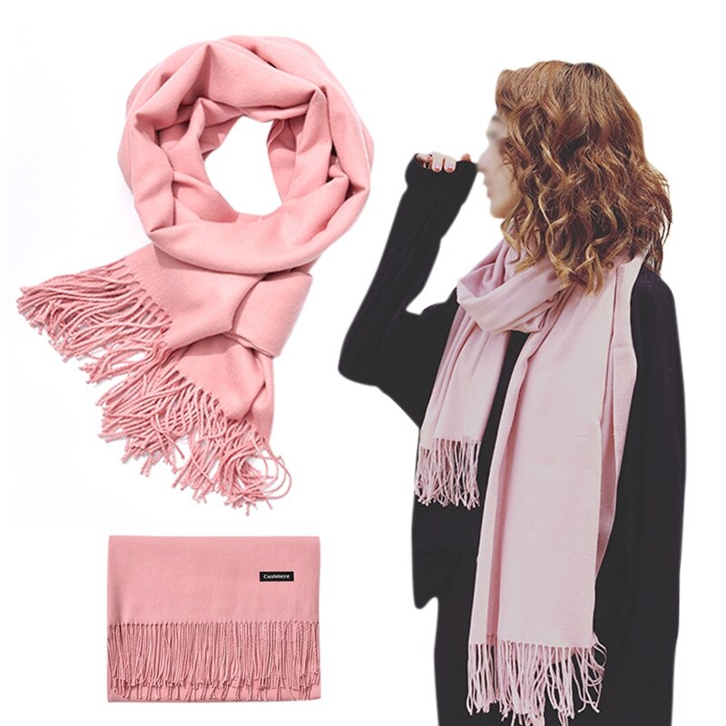 Women Solid Color Cashmere Scarves With Tassel Aut... – Vicedeal