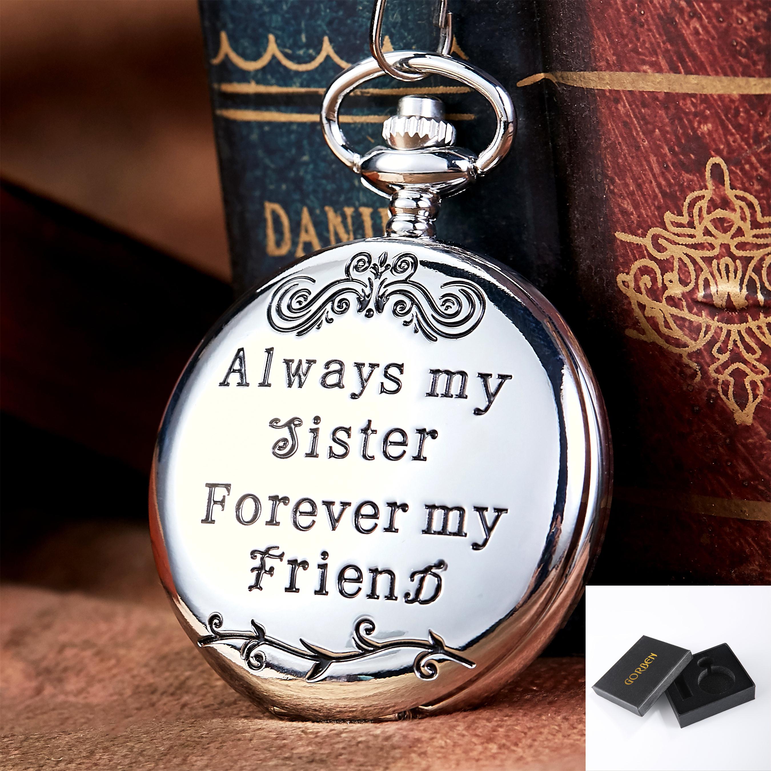 Vintage Quartz Pocket Watch Always My Sister Forev... – Grandado