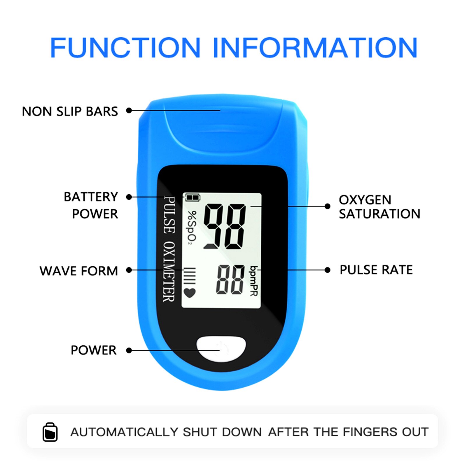 Oximeter Fingertip Pulse Blood Oxygen Saturation S... – Grandado