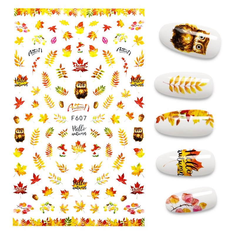 De 12.3*7.6Cm 3D Groen Blad Nail Art Stickers Boom... – Vicedeal