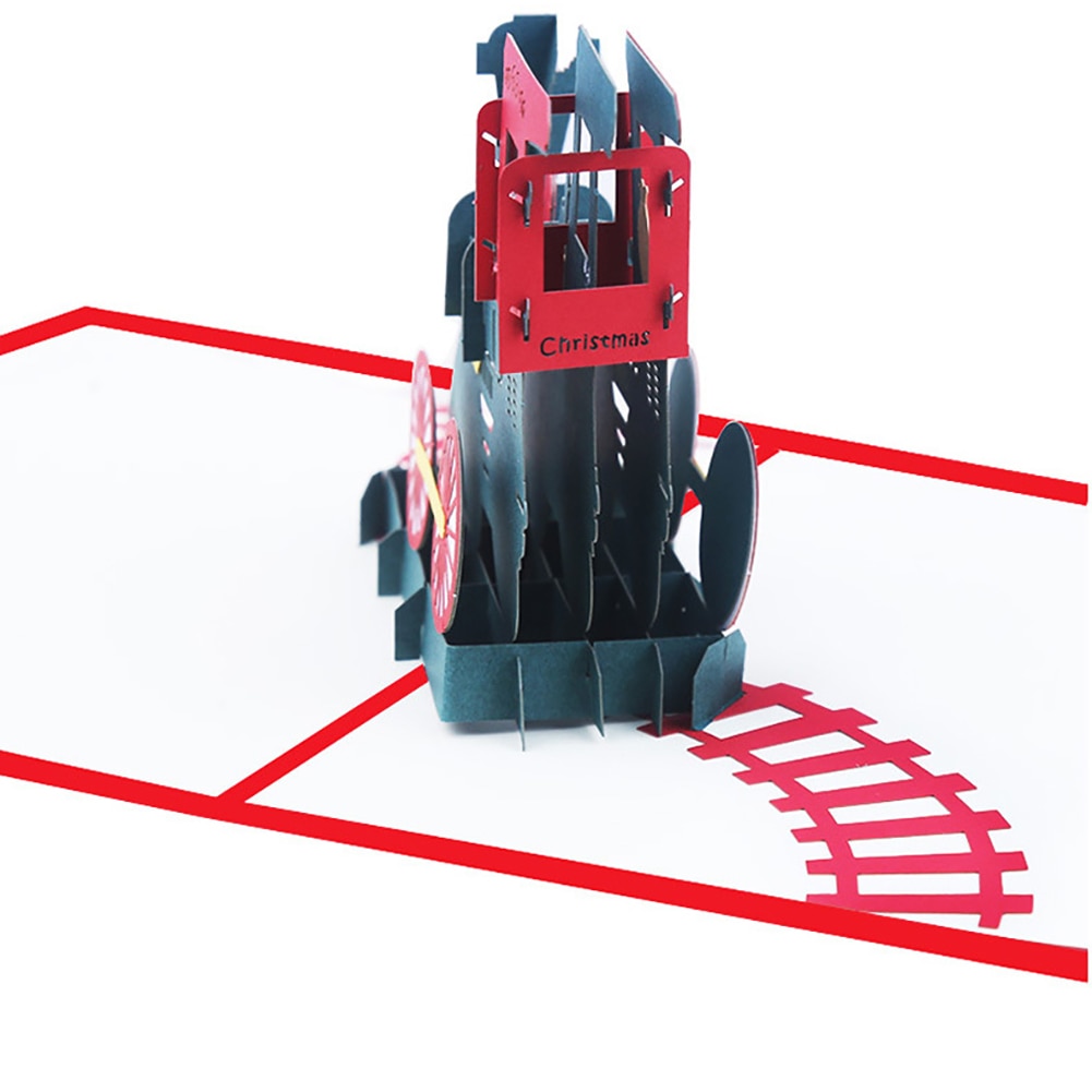 Xmas Santa Claus Train 3D Pop Up Greeting Card Mer... – Grandado