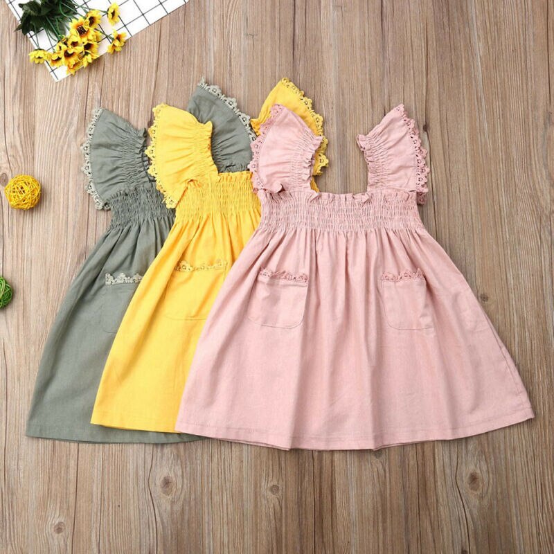 Cute Toddler Kid Baby Girl Clothes Ruffle Sleeve D... – Vicedeal