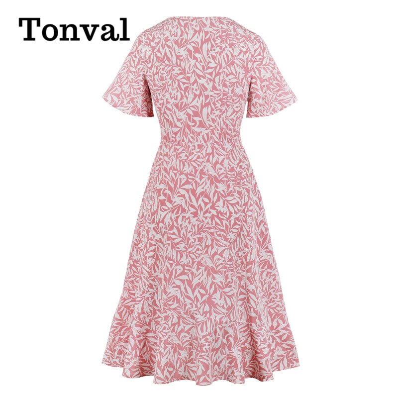 Tonval Botanische Print Elegante Fishtail Zoom Par... – Grandado