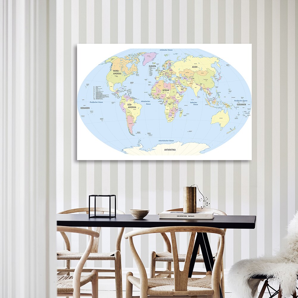 150*100 cm The German World Map with Details Non-w... – Grandado