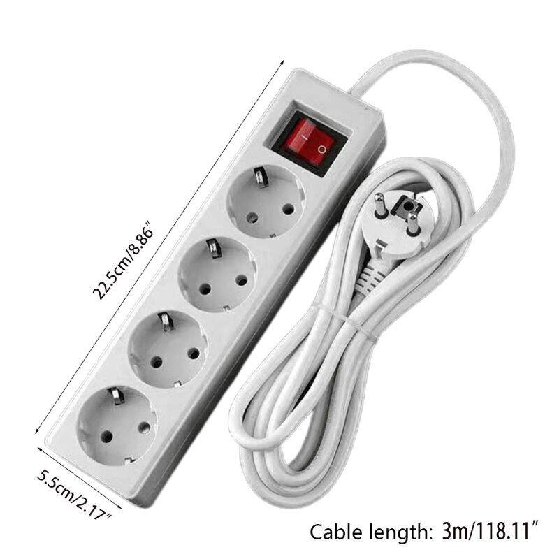 EU Standard German Type Power Strip 3/4/5 Sockets ... – Grandado