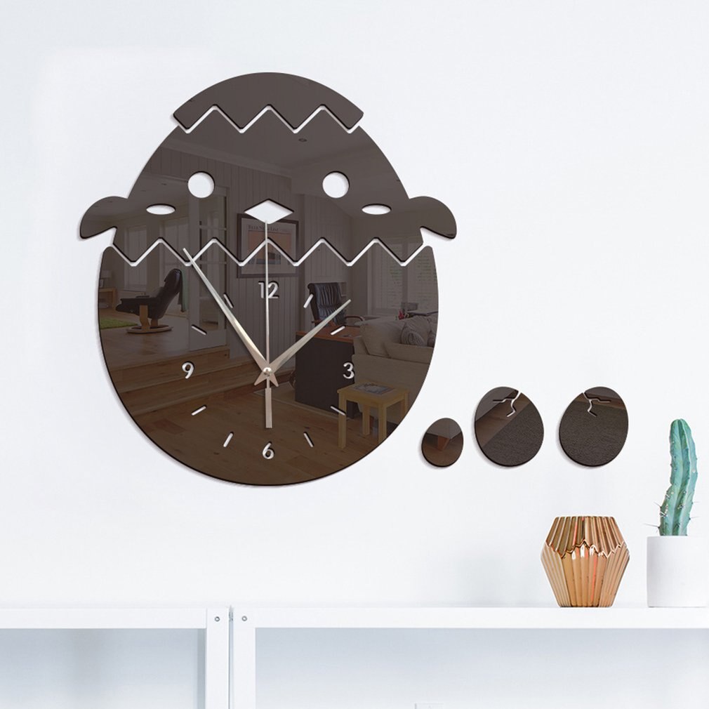 3D DIY Chicken shell Wall Clock Modern Acrylic Mir... – Grandado