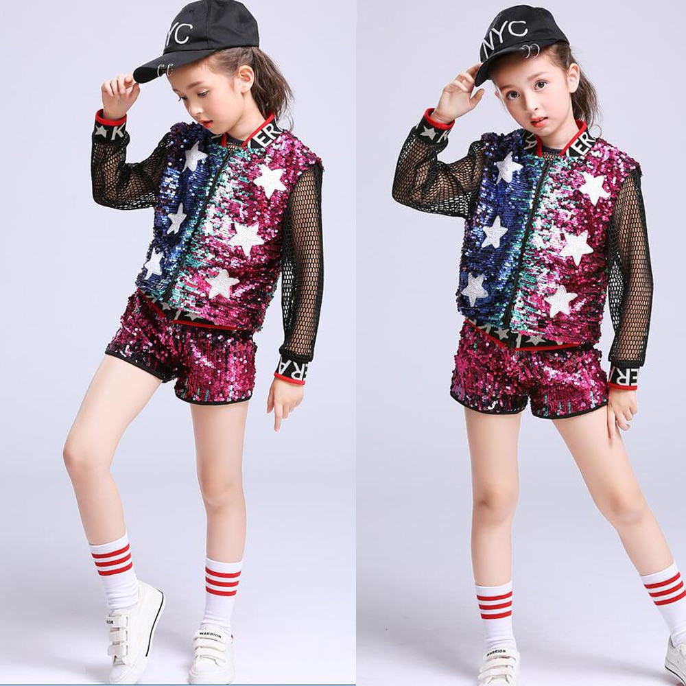 Girls Ballroom Sequined Modern Jazz Hip Hop Dance ... – Grandado