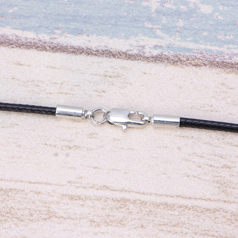 Black Silk Leather Cord Chain Necklace Rope with L... – Vicedeal