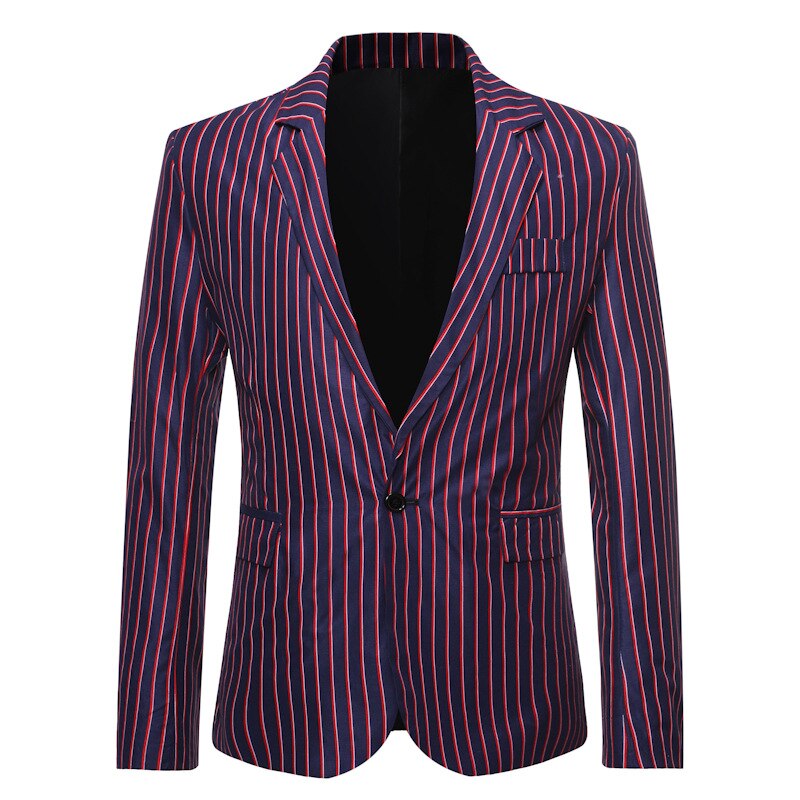 Men's Hipster Black Red Striped Blazer Jacket Slim... – Vicedeal