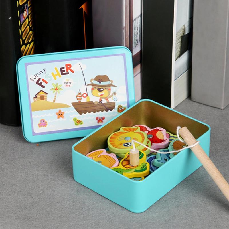 15pcs Fish Wooden Magnetic Fishing Toy Set Magnet ... – Grandado