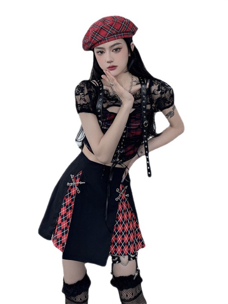 Dark Wind Girls Summer Lace Navel Strap Off Should... – Grandado