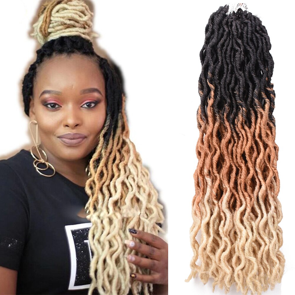 18 Inch Godin Faux Locs Haak Hair Synthetische Gol... – Grandado