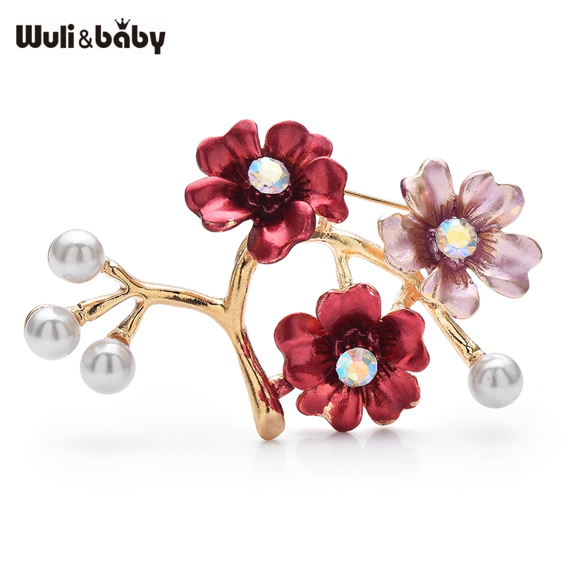 Wuli&baby Pretty Plum Blossom Flowers Brooches For... – Grandado