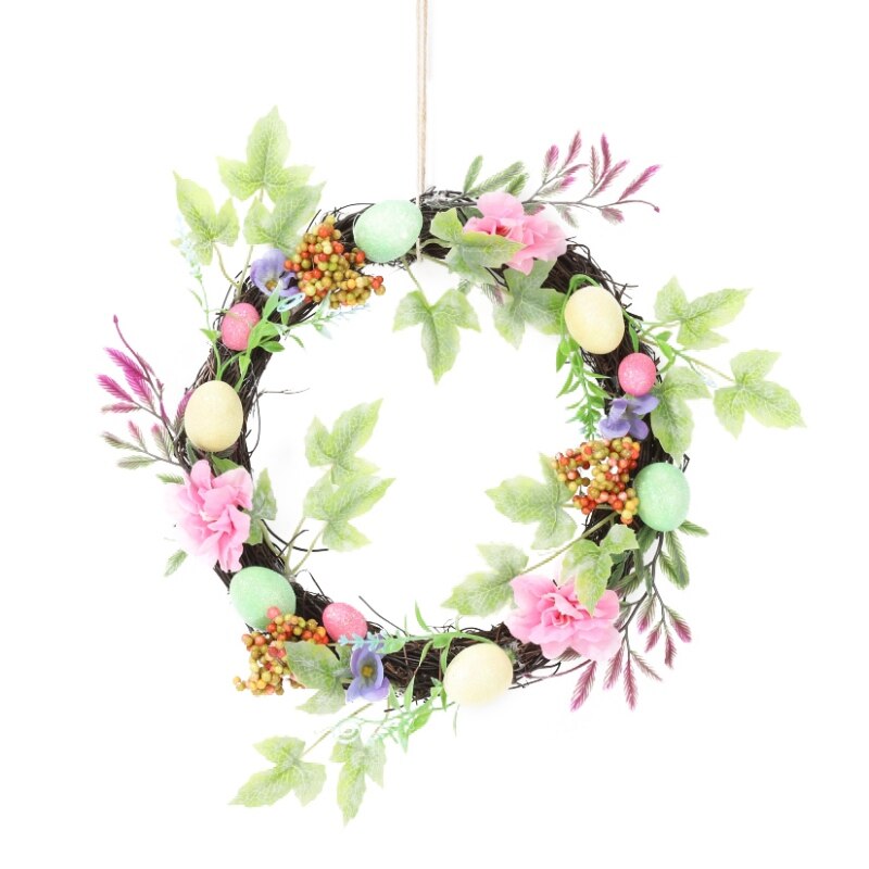 Artificial Wreath Garland Rattan Frame With Easter... – Grandado