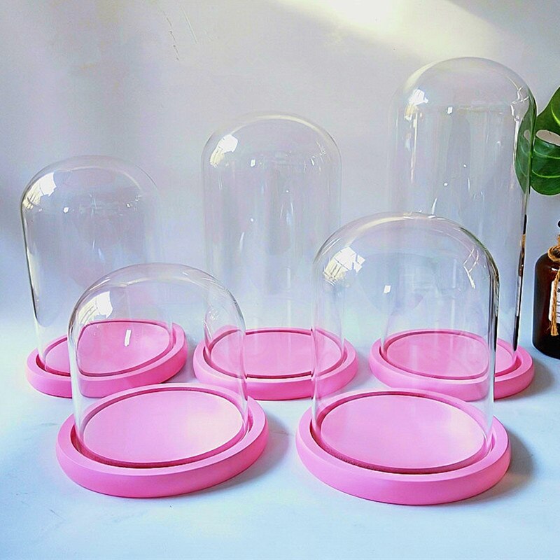 Diameter=10cm Pink Base Glass Dome Home Decoration... – Grandado