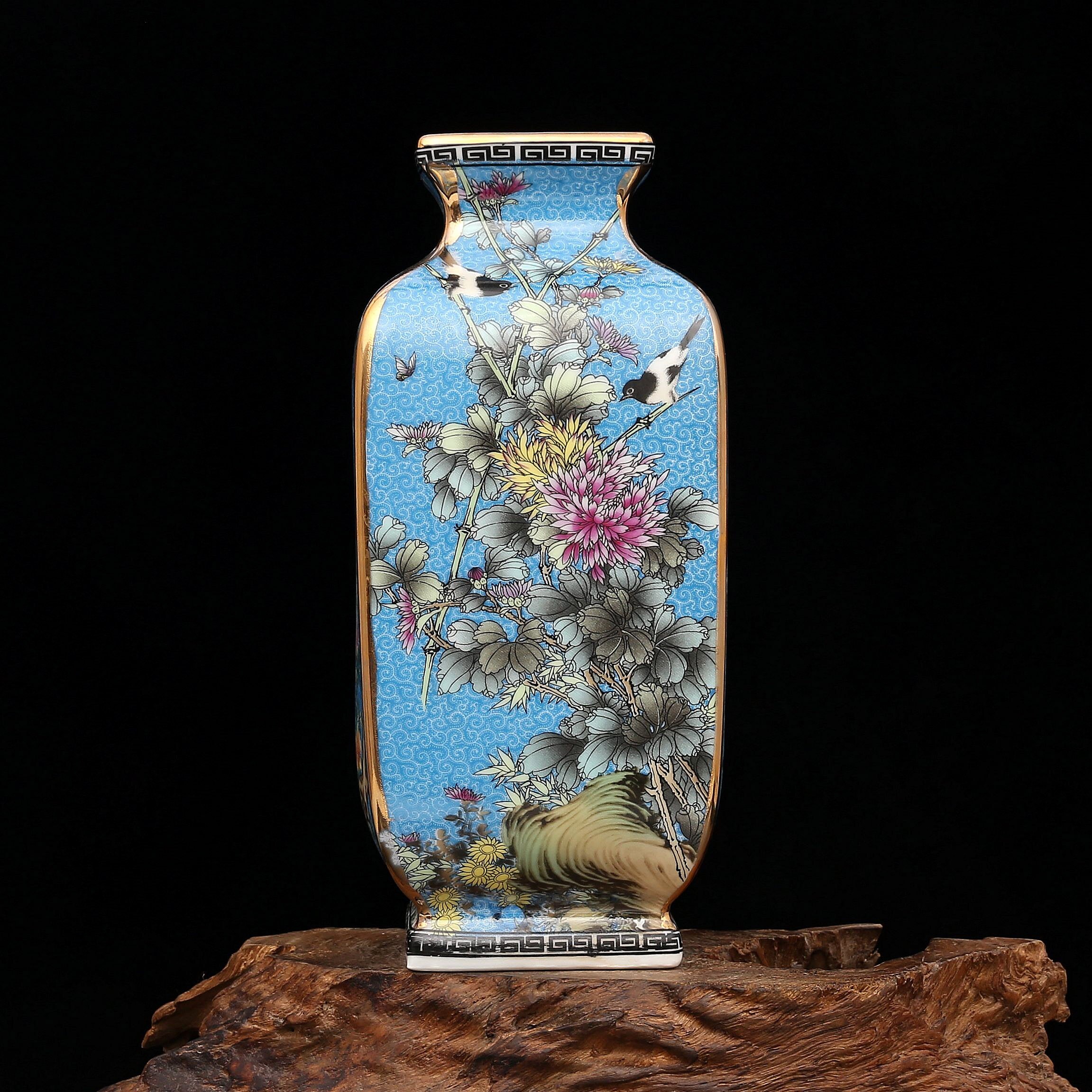 Qing Dynasty Qianlong Enamel Painting Golden Squar... – Vicedeal