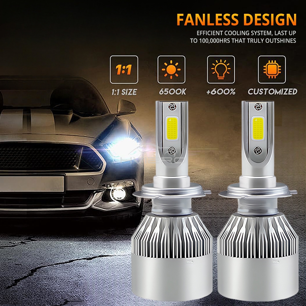 2 stk. c6 72w h4 hi/ lo h1 h7 cob led h11 hb4 9... – Grandado