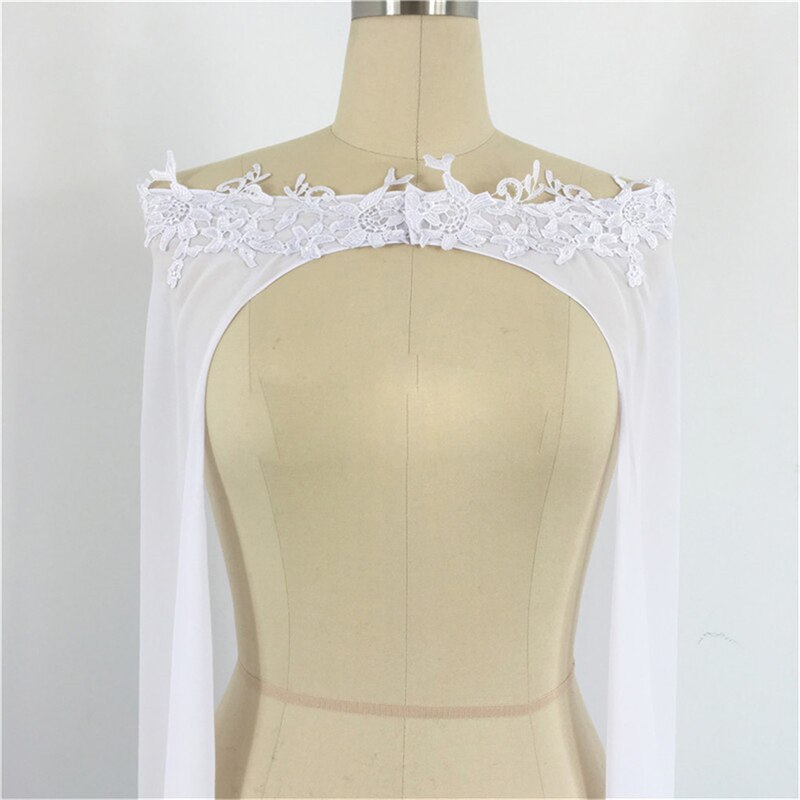 Bridal Shawl Ivory/White Chiffon Lace Cape Bridal ... – Vicedeal