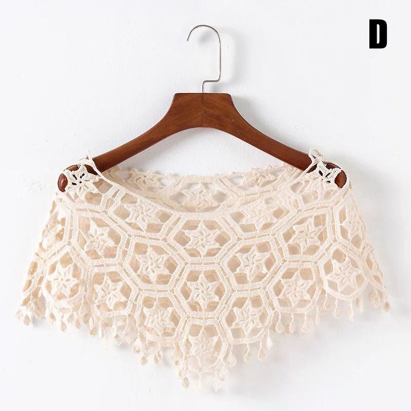 Women Vintage Crochet Knit Cape Lace Short Hollow ... – Grandado