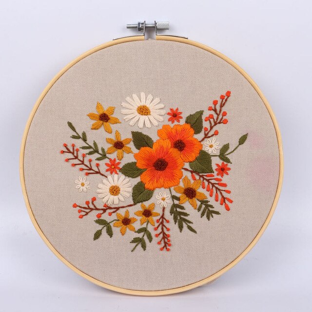 Simple Embroidery Kit Flowers Pattern DIY Handmade... – Vicedeal