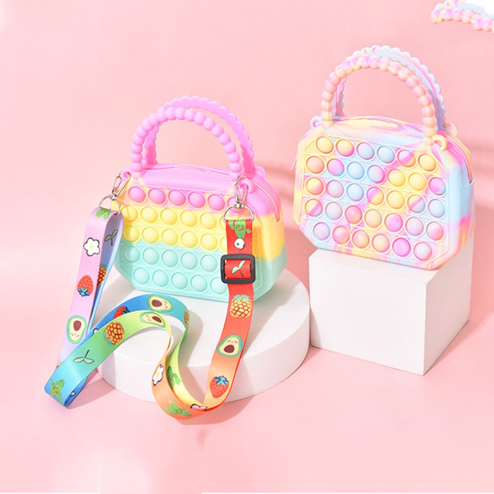 Popite Push Bubble Toys Fidget Rainbow Macaron Bag... – Grandado