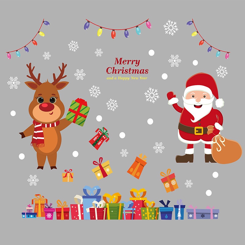 Christmas Window Glass Mirror Sticker Santa Claus ... – Grandado