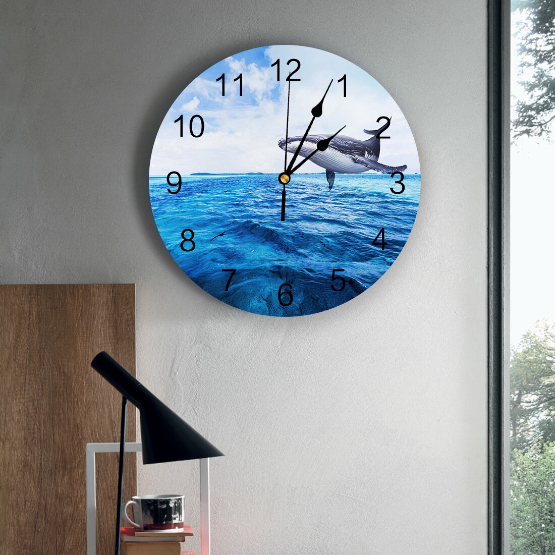 Whale In The Blue Sea Wall Clock Wall Digital Cloc... – Grandado