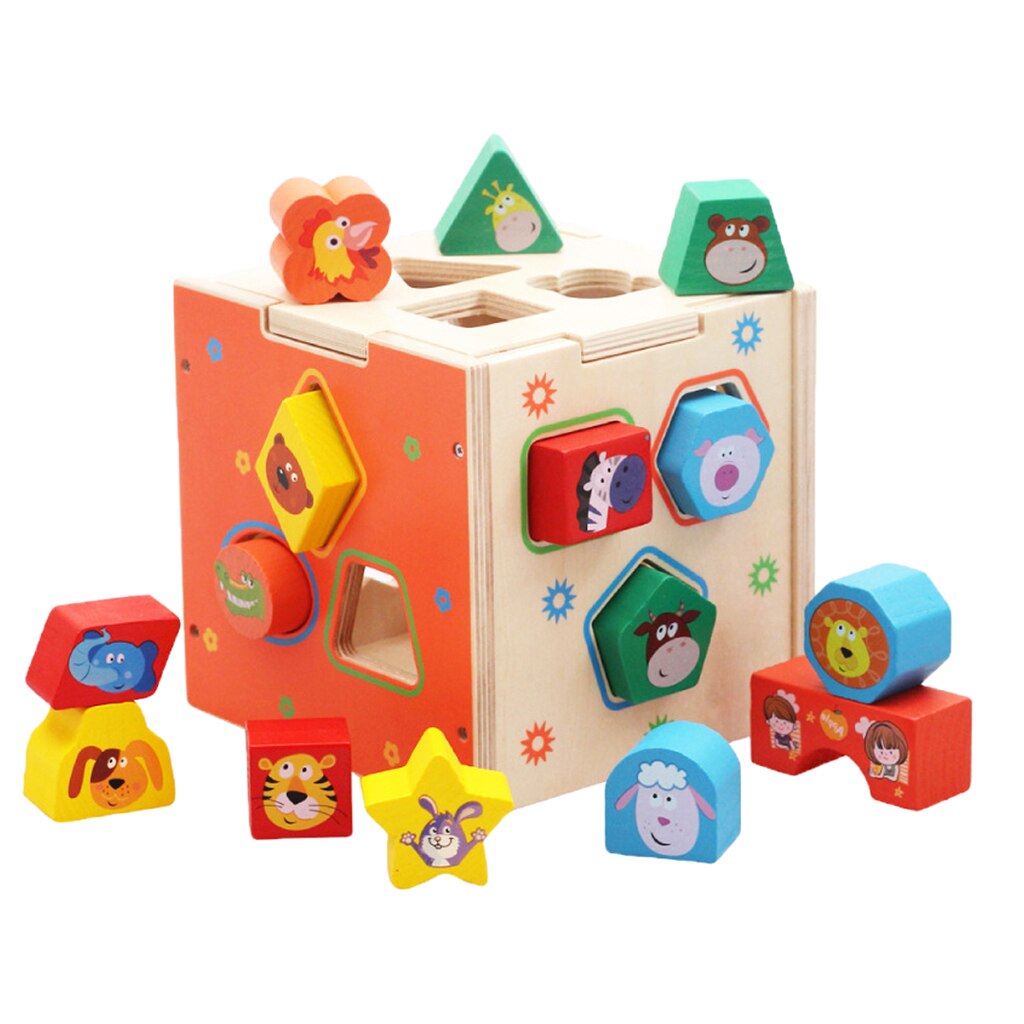 Wooden Shape Sorting Cube Classic Sorting Matching... – Grandado