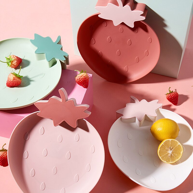 Strawberry Shape Fruit Food Tray Cute Plate Snack ... – Grandado