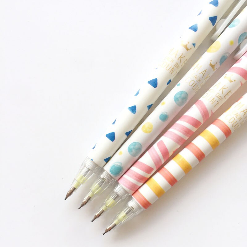 3X Simple Stripe Dots Press Mechanical Pencil Scho... – Grandado