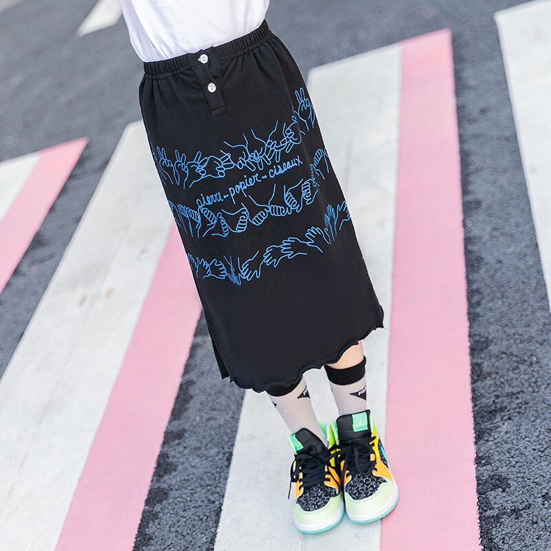 Kids Girl's Knitted Skirts 10 12 years Print Black... – Grandado