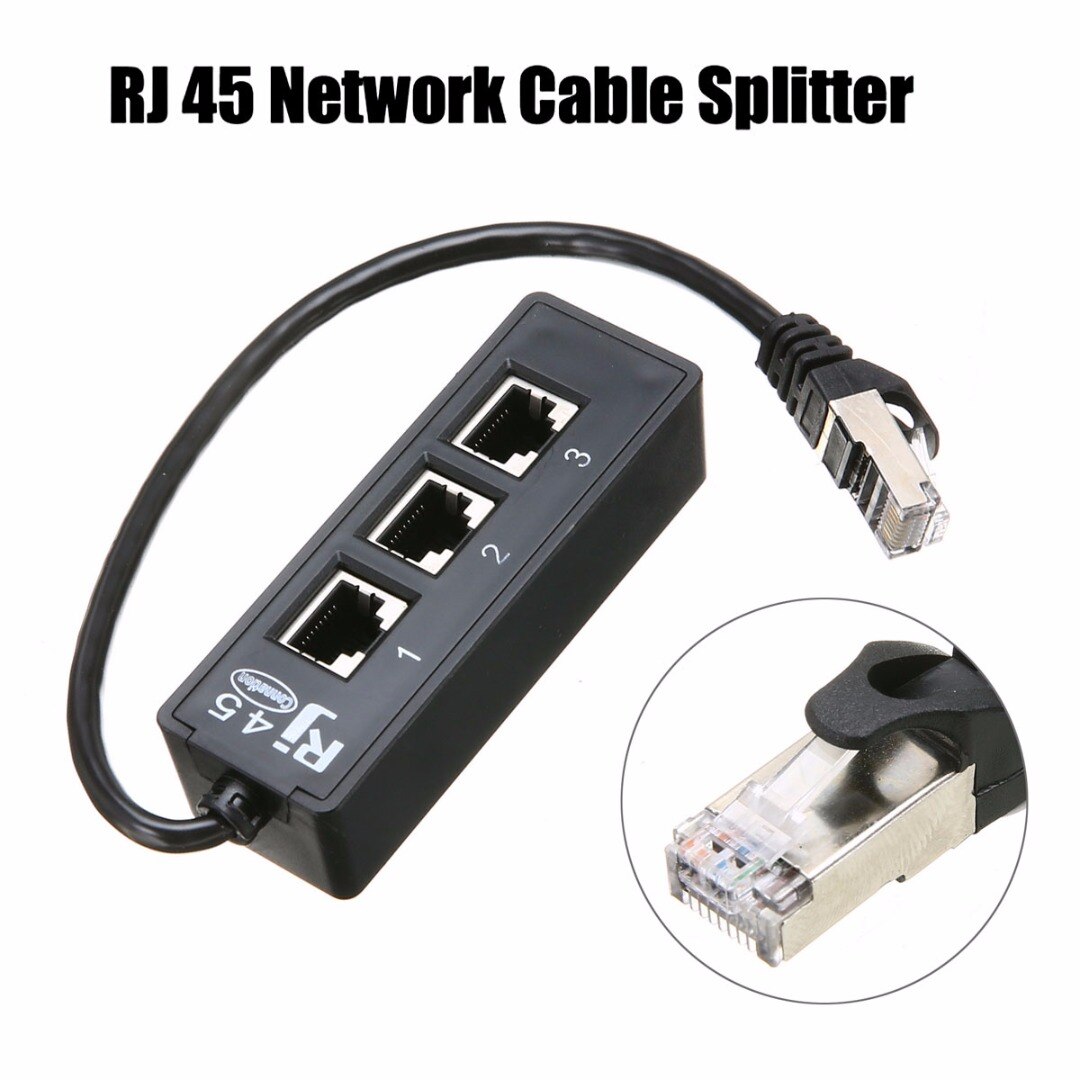 1 Tot 3 Socket RJ-45 Ethernet Netwerk Kabels Zwart... – Vicedeal