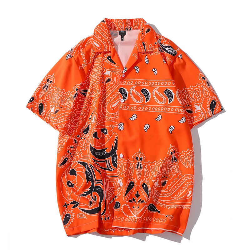 Dark Icoon Oranje Bandana Hawaiian Shirt Mannen Vr... – Vicedeal