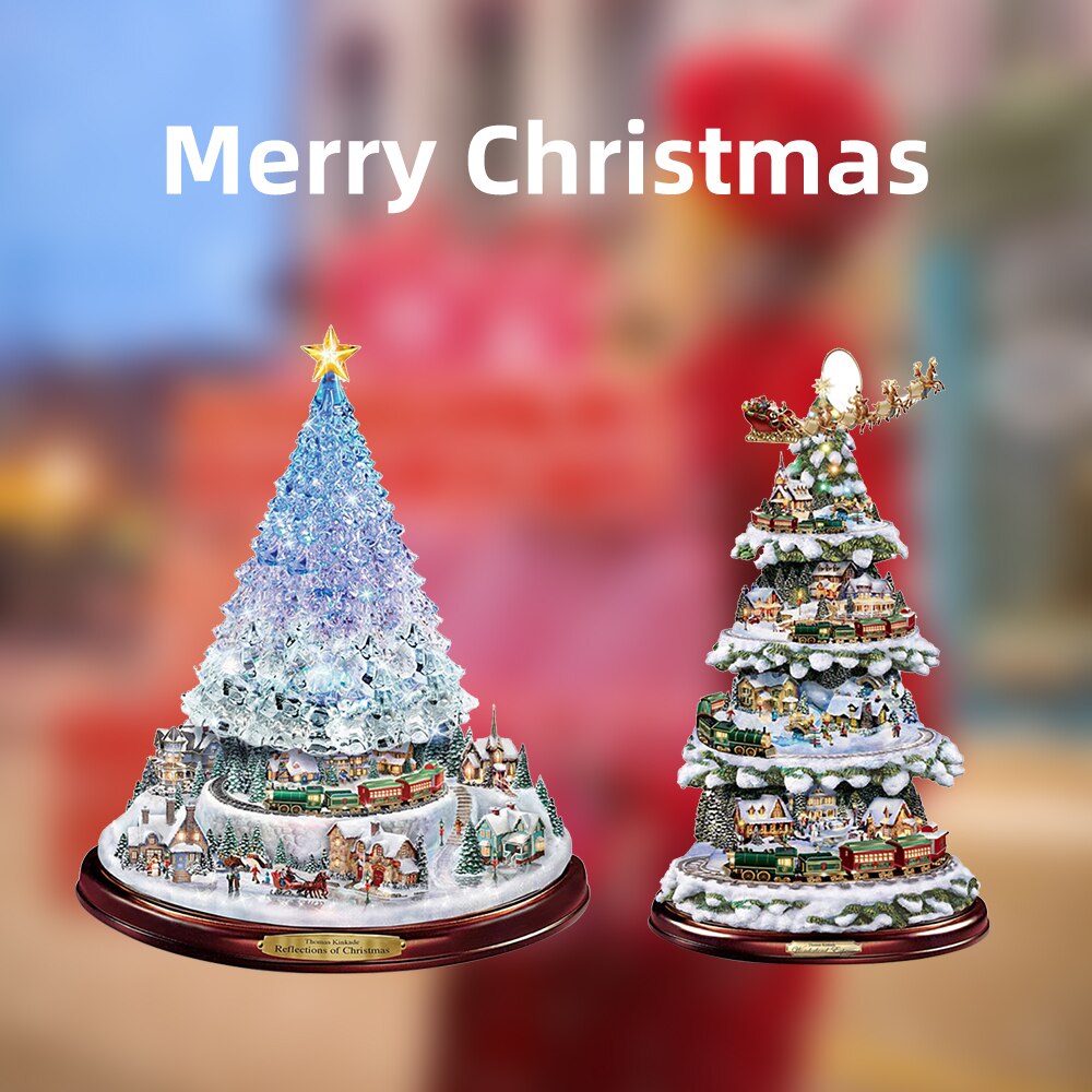 Christmas Tree Rotating Sculpture Train Decoration... – Grandado