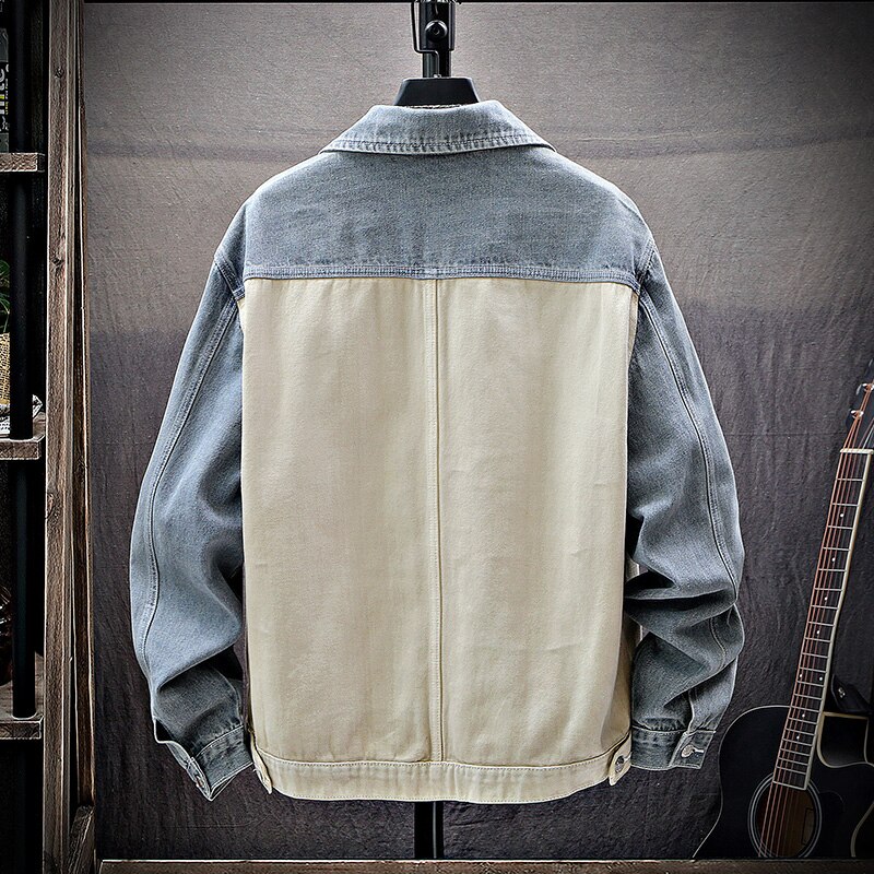 Jacket Jeans Men hip hop patchwork retro street we... – Grandado