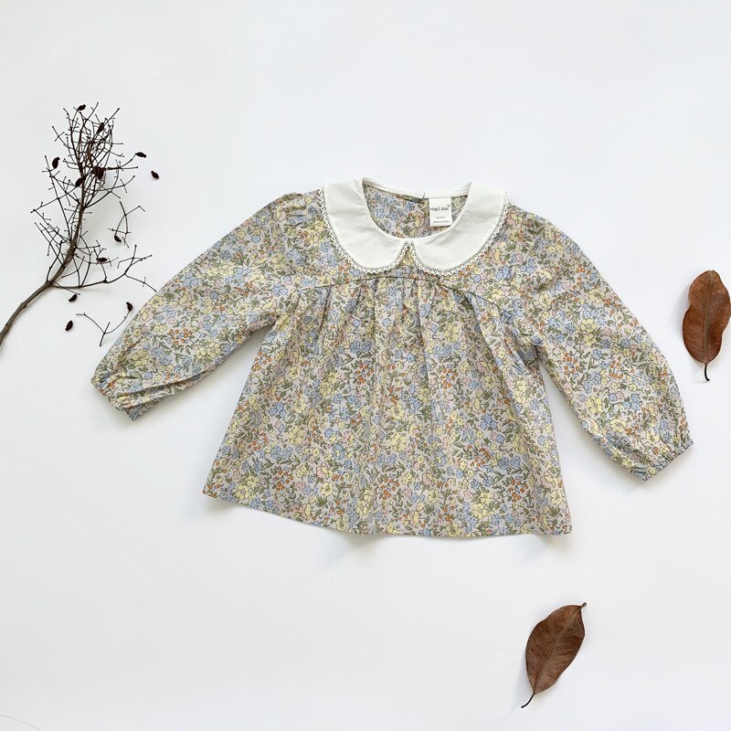 Spring Girls Floral Shirt Long Sleeve Blue Flower ... – Grandado