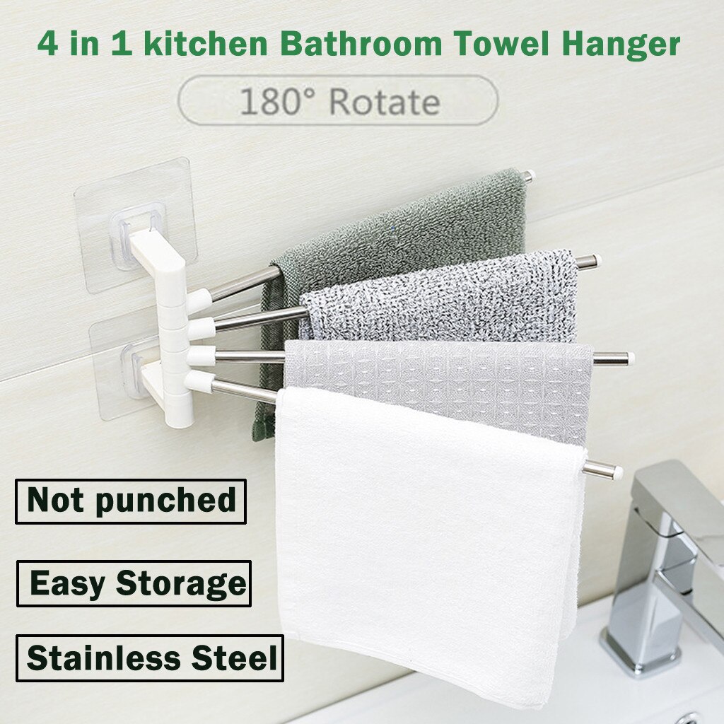 4 In1 Bathroom Towel Rack Rotating Towel Holder Wa... – Grandado