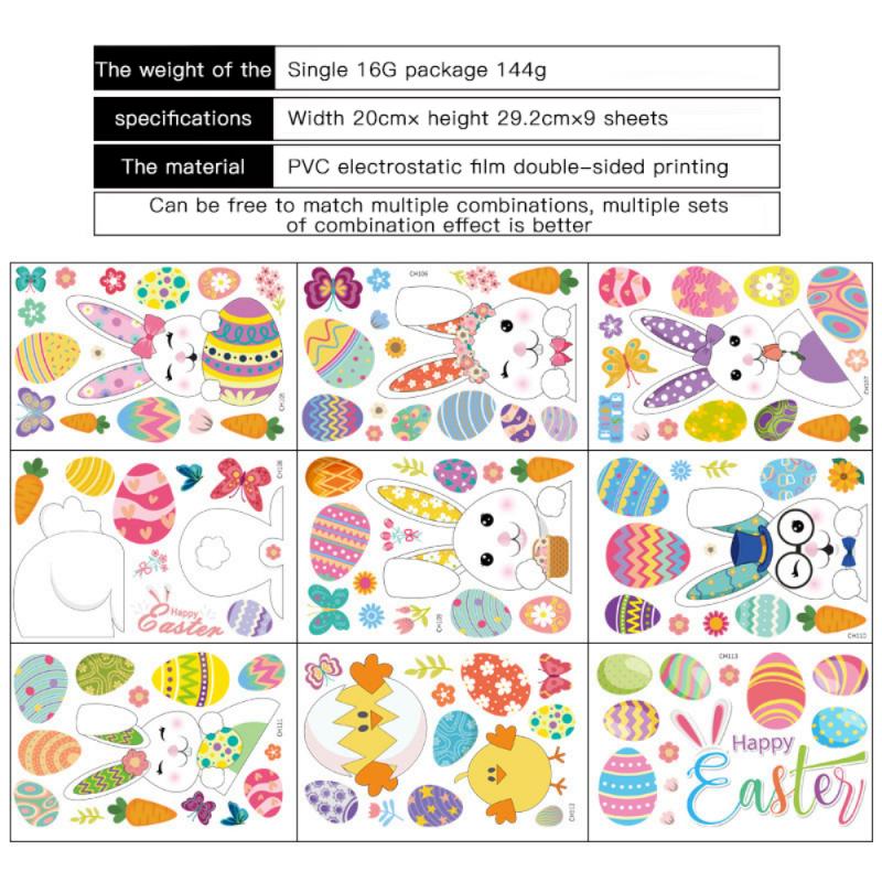 Easter Wall Stickers Easter Bunny Egg Window Glass... – Grandado