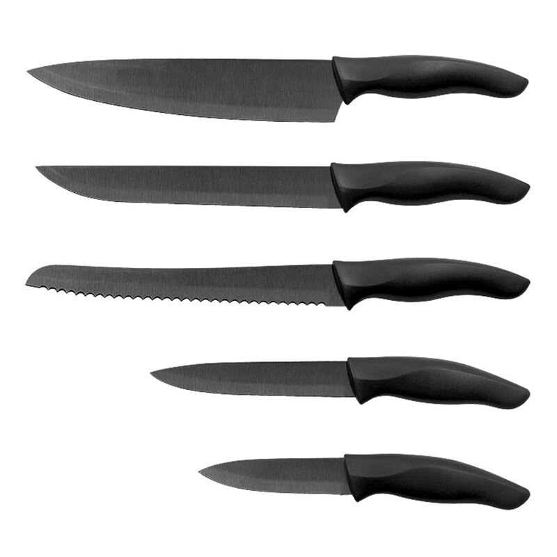 6 Stuks Mat Zwart Titanium Plated Mes Set Roestvri... – Grandado