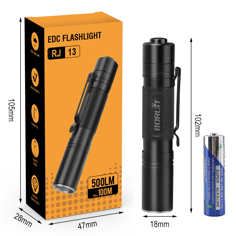 BORUiT RJ13 Small EDC Flashlight 500LM Powerful Po... – Vicedeal
