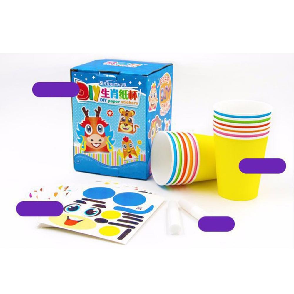 12pcs Children 3D DIY handmade paper cups sticker ... – Grandado